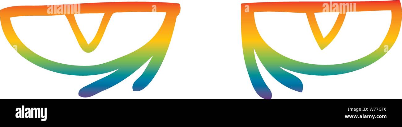 rainbow gradient line drawing of a cartoon evil eyes Stock Vector Image ...