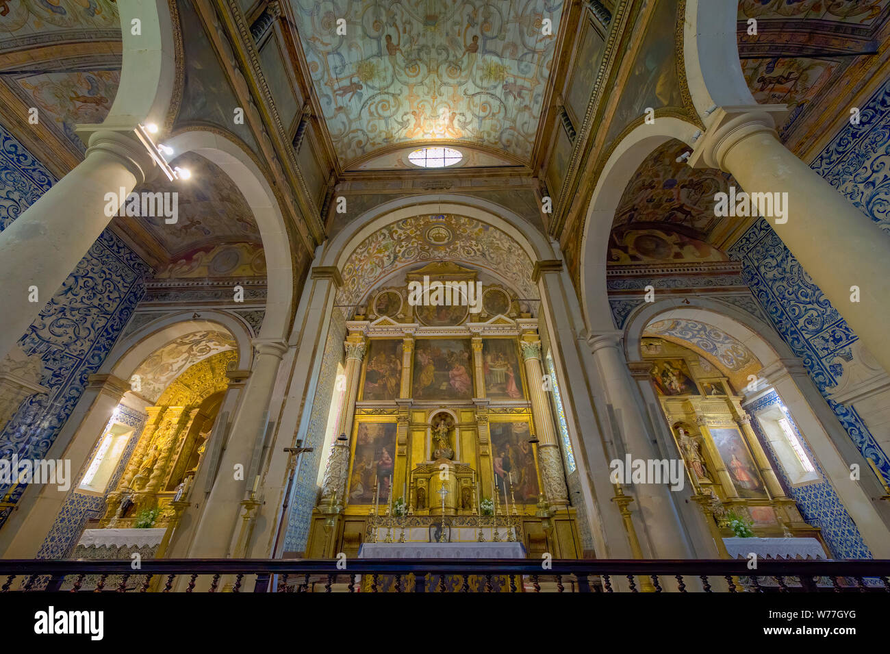 Santa Maria Church, Interior, Main altar, Obidos, Leiria District ...