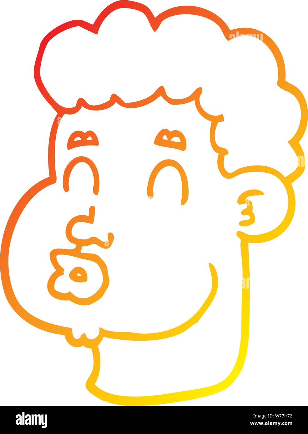 warm gradient line drawing of a cartoon male face Stock Vector Image ...