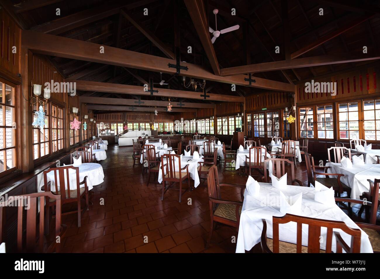 The restaurant at Brunton Boatyard Hotel, Fort Kochi, Kerala, India ...
