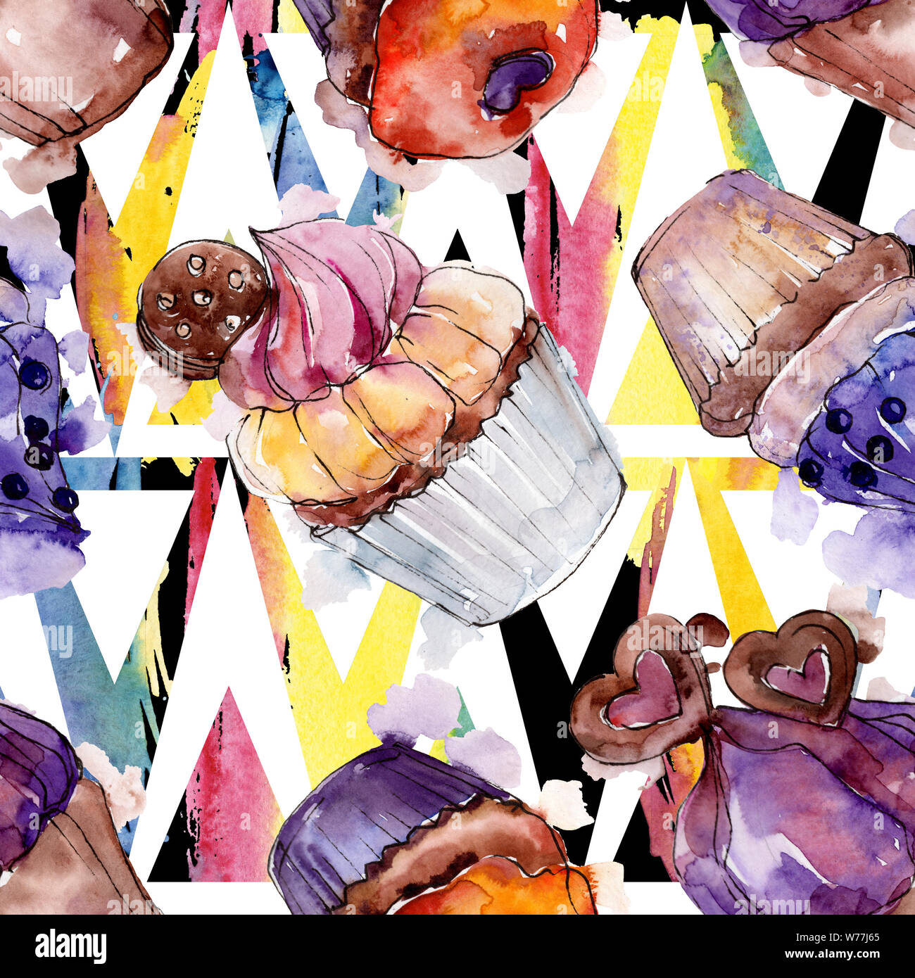Tasty cupcake and dessert in a watercolor style. Watercolour ...