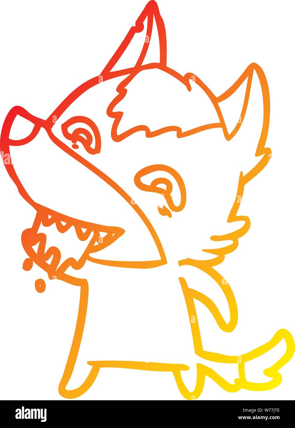 warm gradient line drawing of a cartoon hungry wolf Stock Vector Image ...