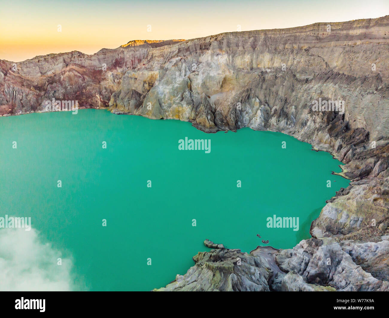 Aerial shot of the Ijen volcano or Kawah Ijen on the Indonesian ...
