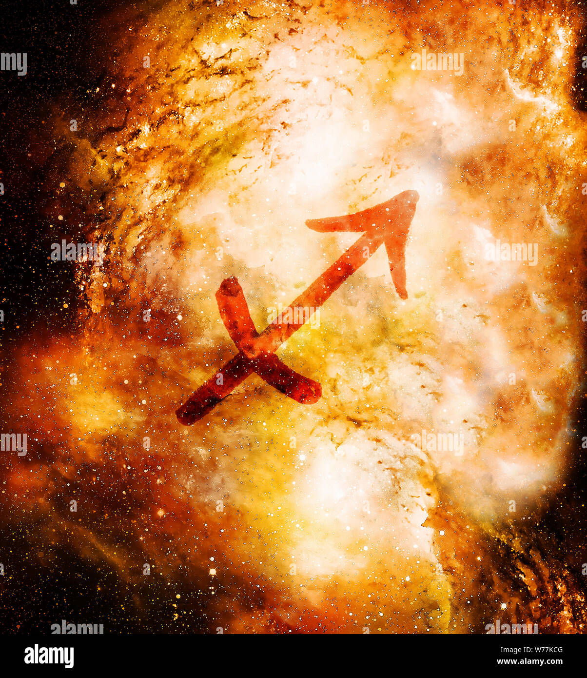 Hand drawn horoscope astrology symbols in cosmic space Stock Photo - Alamy