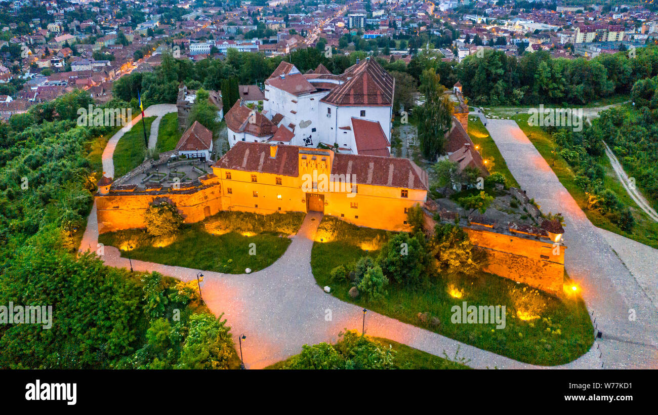 Brasov, Romania - Aerial view of the Citadel, fortress built by ...