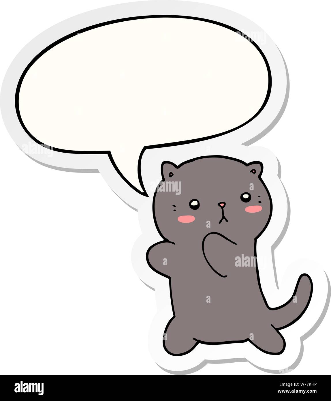 cute cartoon cat with speech bubble sticker Stock Vector Image & Art ...