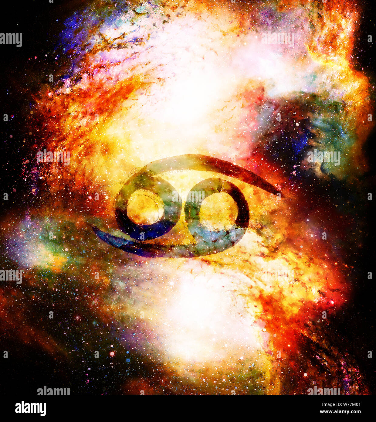 Hand drawn horoscope astrology symbols in cosmic space Stock Photo - Alamy