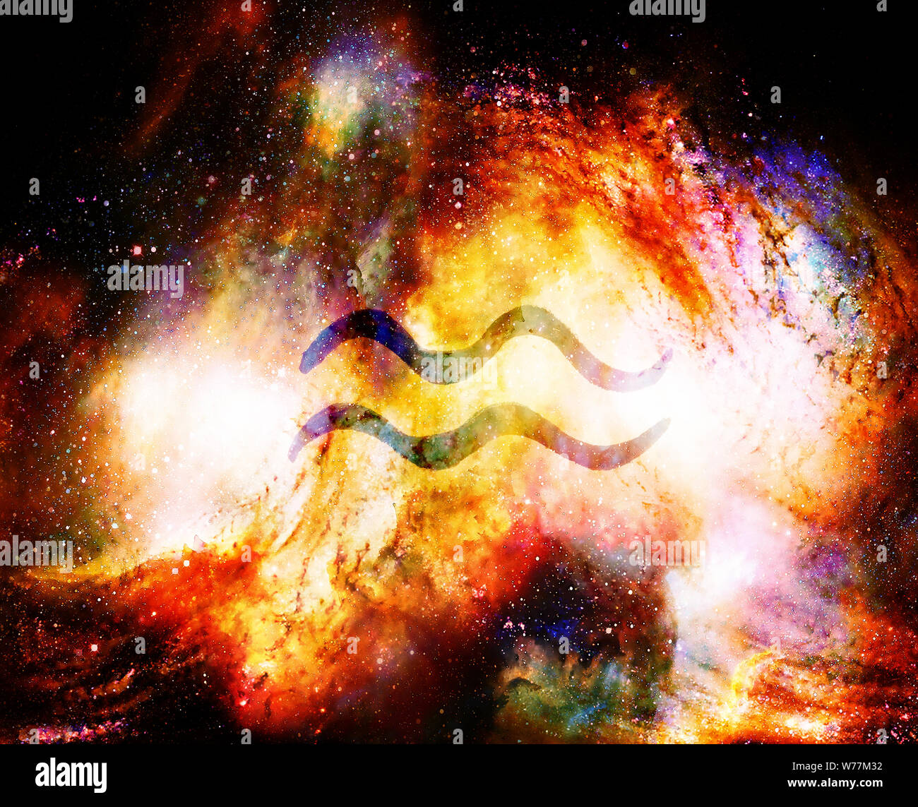 Hand drawn horoscope astrology symbols in cosmic space Stock Photo - Alamy