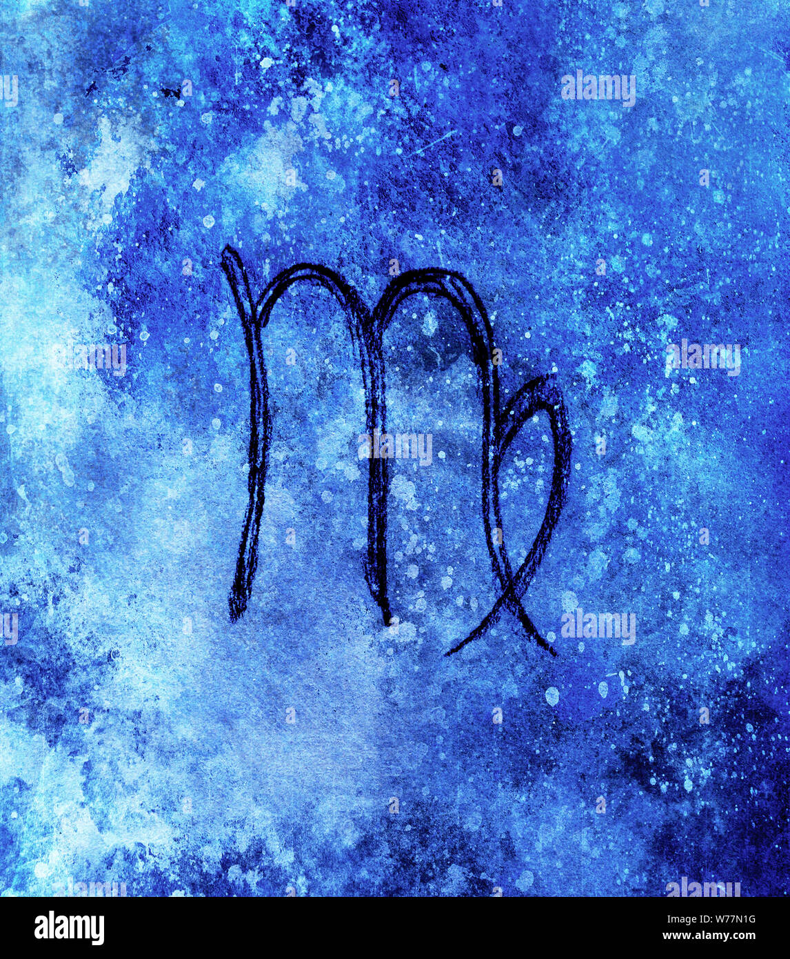 Hand drawn horoscope astrology symbols, blue background Stock Photo - Alamy