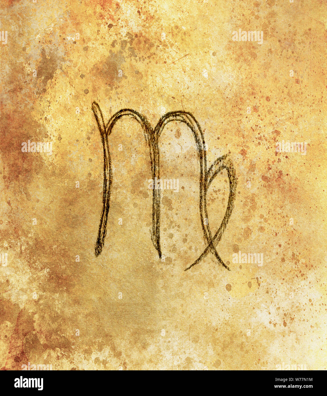 Hand drawn horoscope astrology symbols, sepia color Stock Photo - Alamy