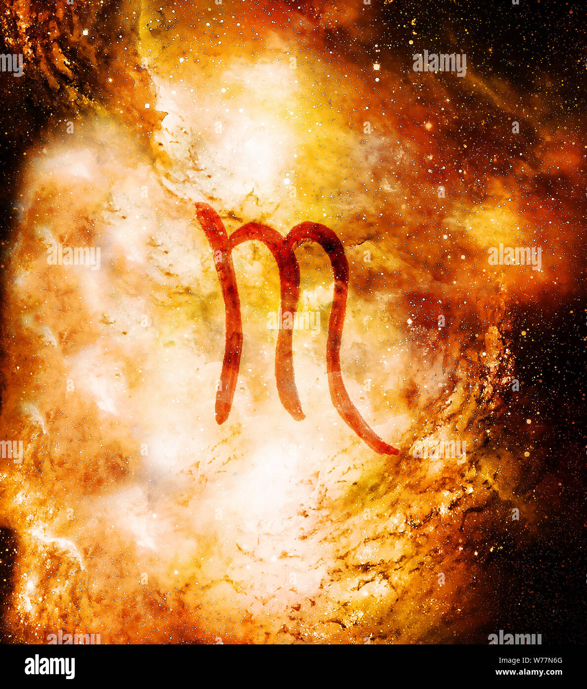 Hand drawn horoscope astrology symbols in cosmic space Stock Photo - Alamy