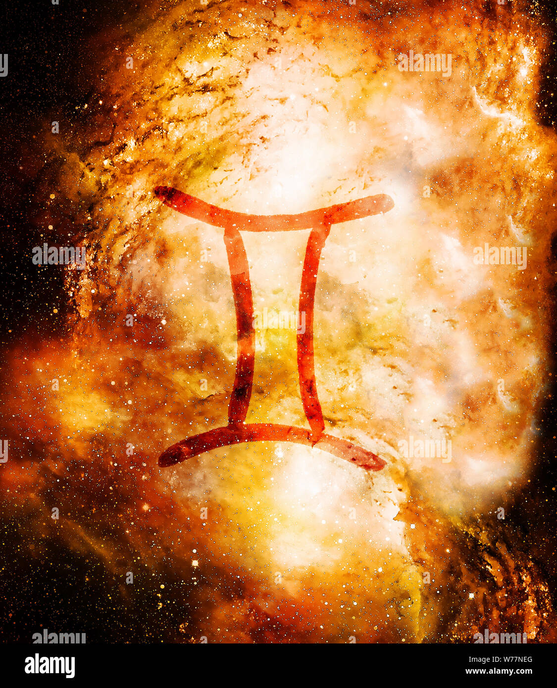 Hand drawn horoscope astrology symbols in cosmic space Stock Photo - Alamy