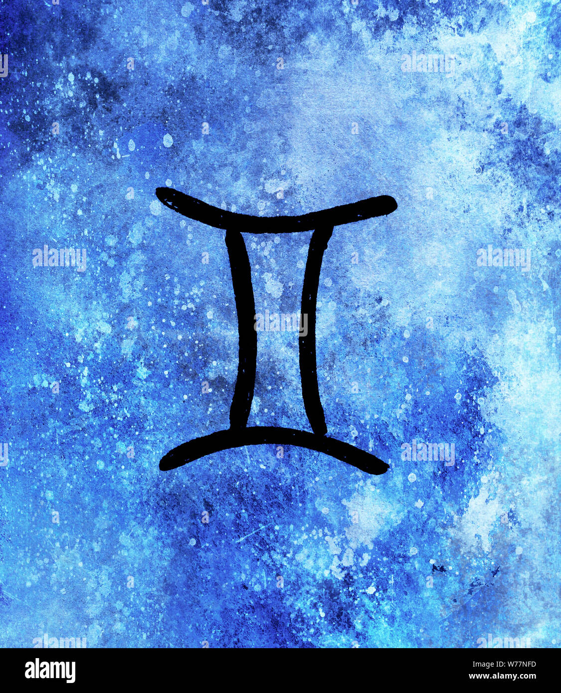 Hand drawn horoscope astrology symbols, blue background Stock Photo - Alamy