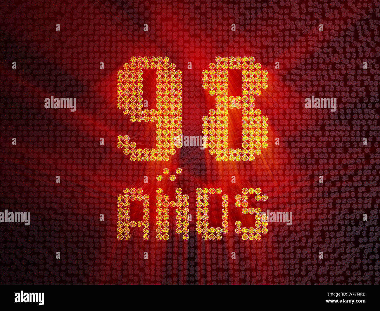 Inscription in Spanish. golden number ninety-eight years (number 98 ...