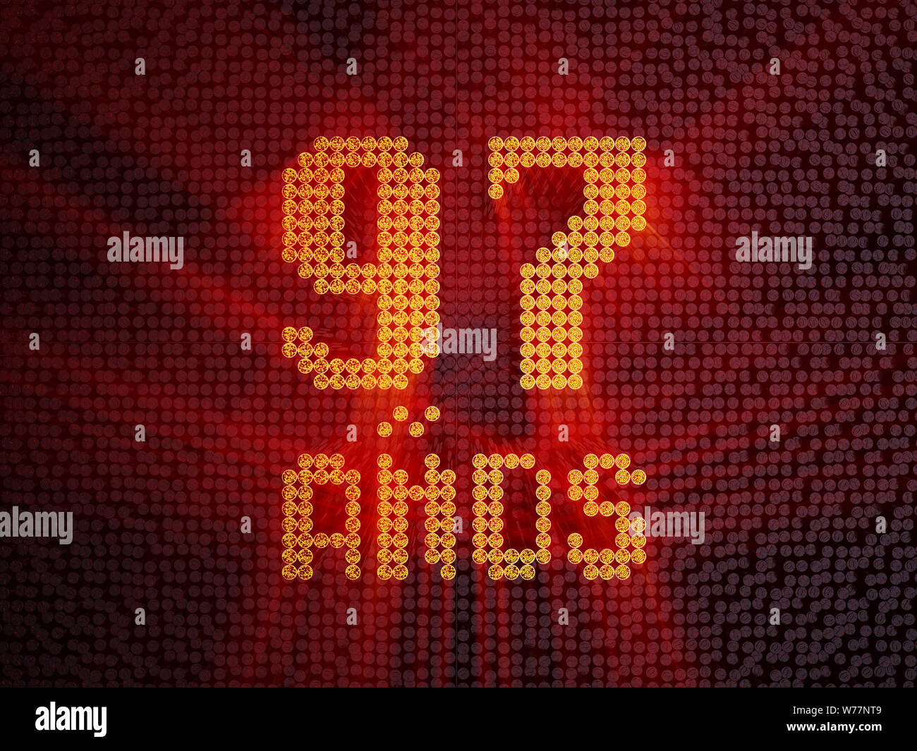 Inscription in Spanish. golden number ninety-seven years (number 97 ...