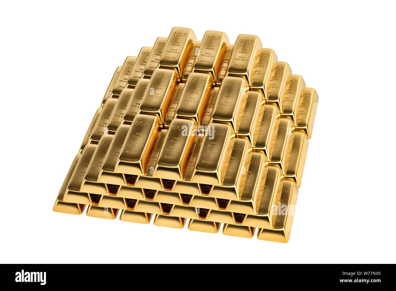 Gold bars isolated on white - 3d rendering Stock Photo - Alamy