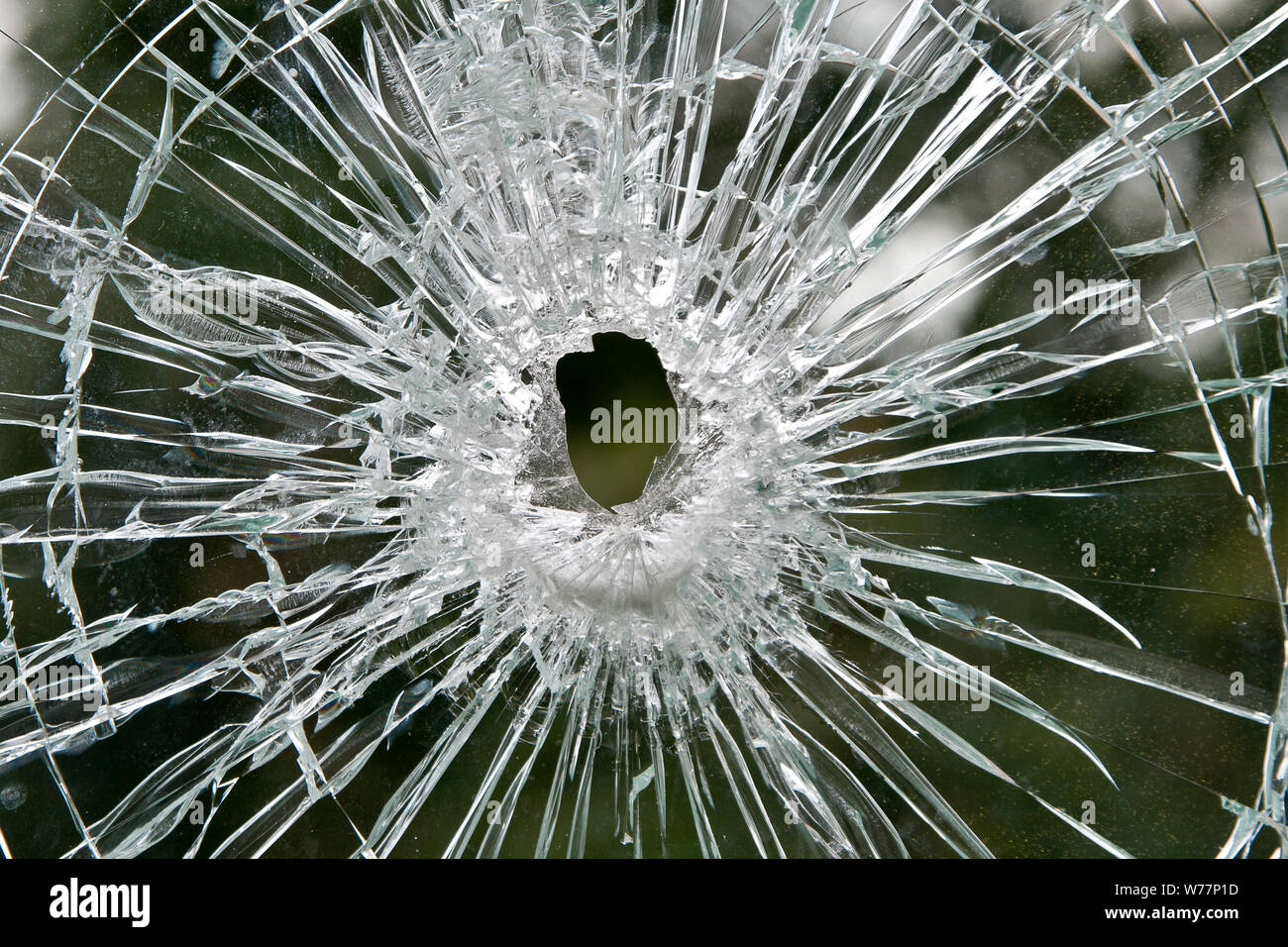 bullet hole in a window pane Stock Photo - Alamy
