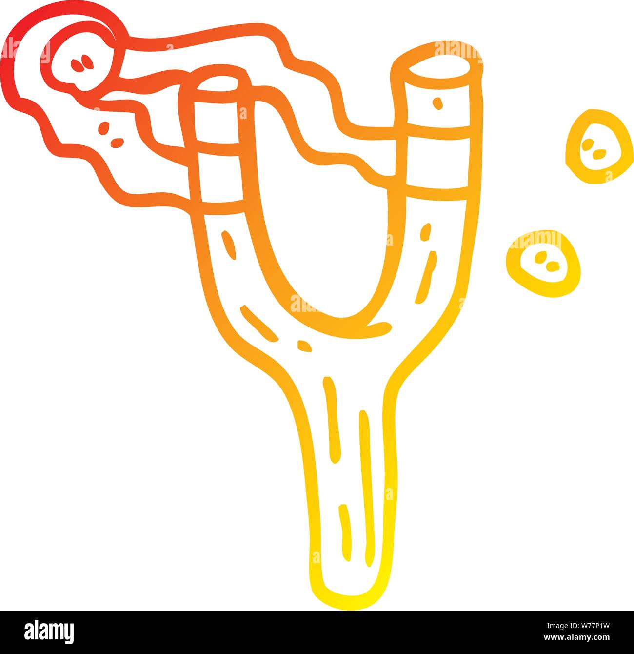 warm gradient line drawing of a cartoon catapult toy Stock Vector Image ...