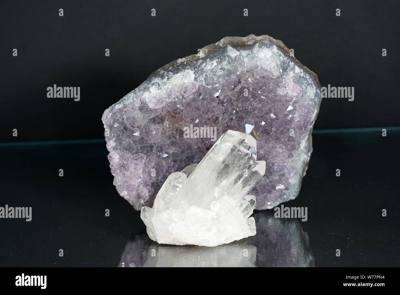 Quartz also called deep quartz with mineral inclusions in the studio in ...