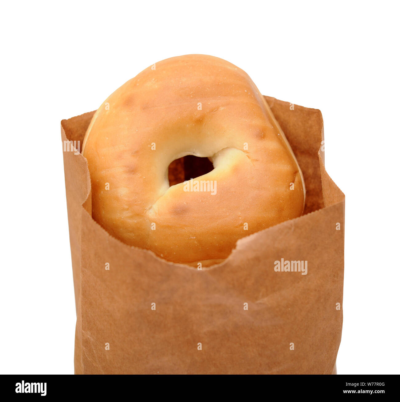 baked bagel in paper bag isolated on white background Stock Photo - Alamy