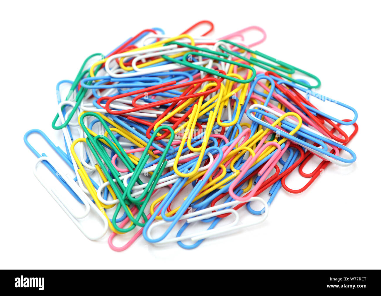 color paper clips on white Stock Photo - Alamy