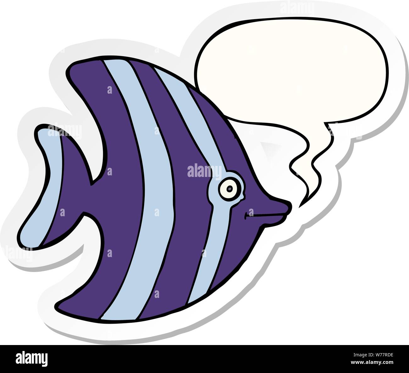 cartoon angel fish with speech bubble sticker Stock Vector Image & Art ...