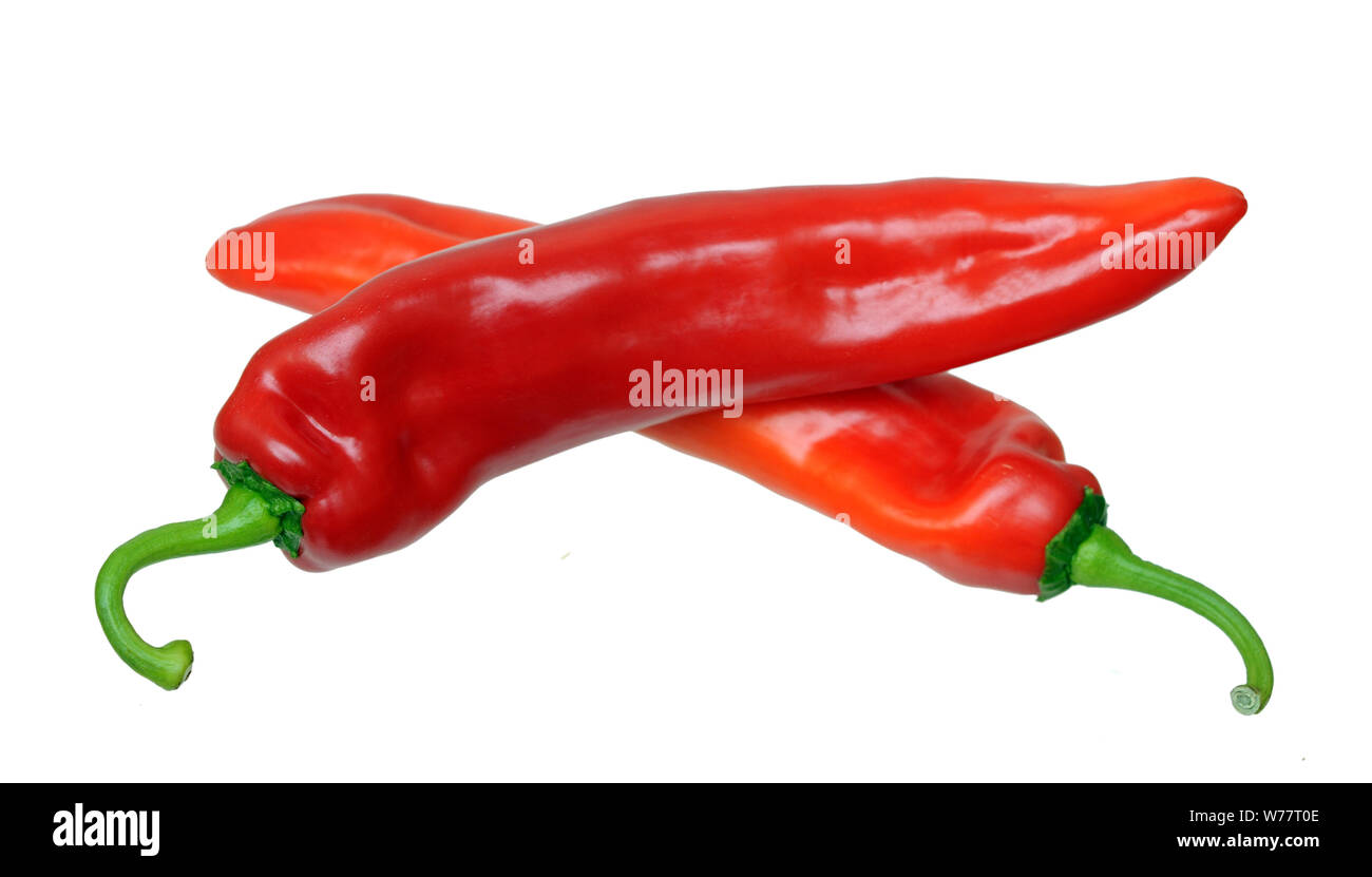 cross two sweet peppers isolated on white Stock Photo - Alamy