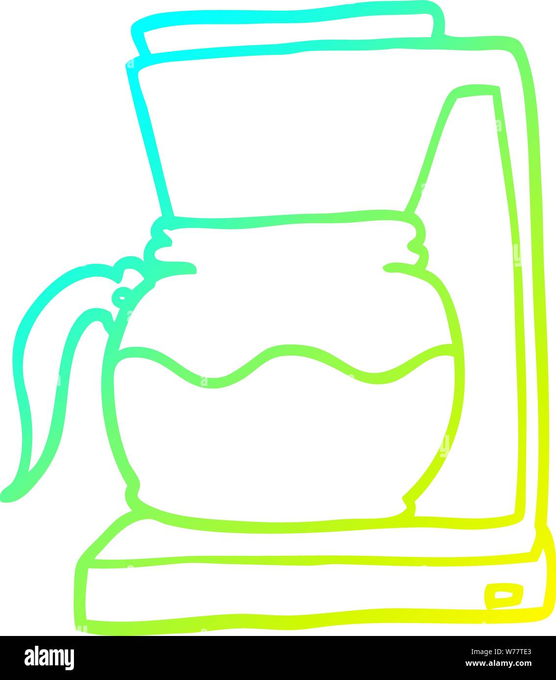 cold gradient line drawing of a cartoon coffee filter machine Stock ...