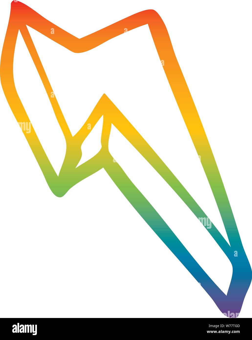 rainbow gradient line drawing of a cartoon decorative lightning bolt ...