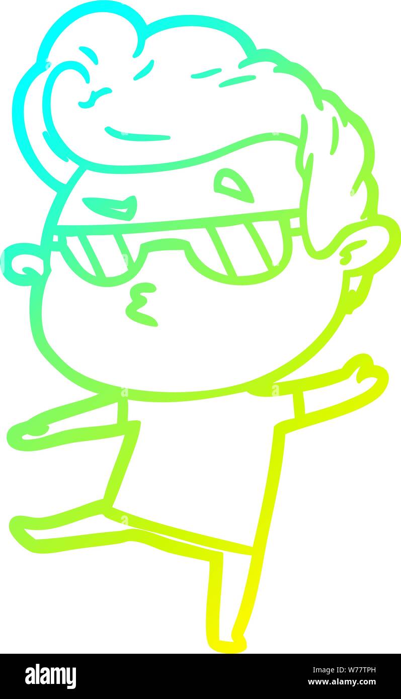 cold gradient line drawing of a cartoon cool guy Stock Vector Image ...