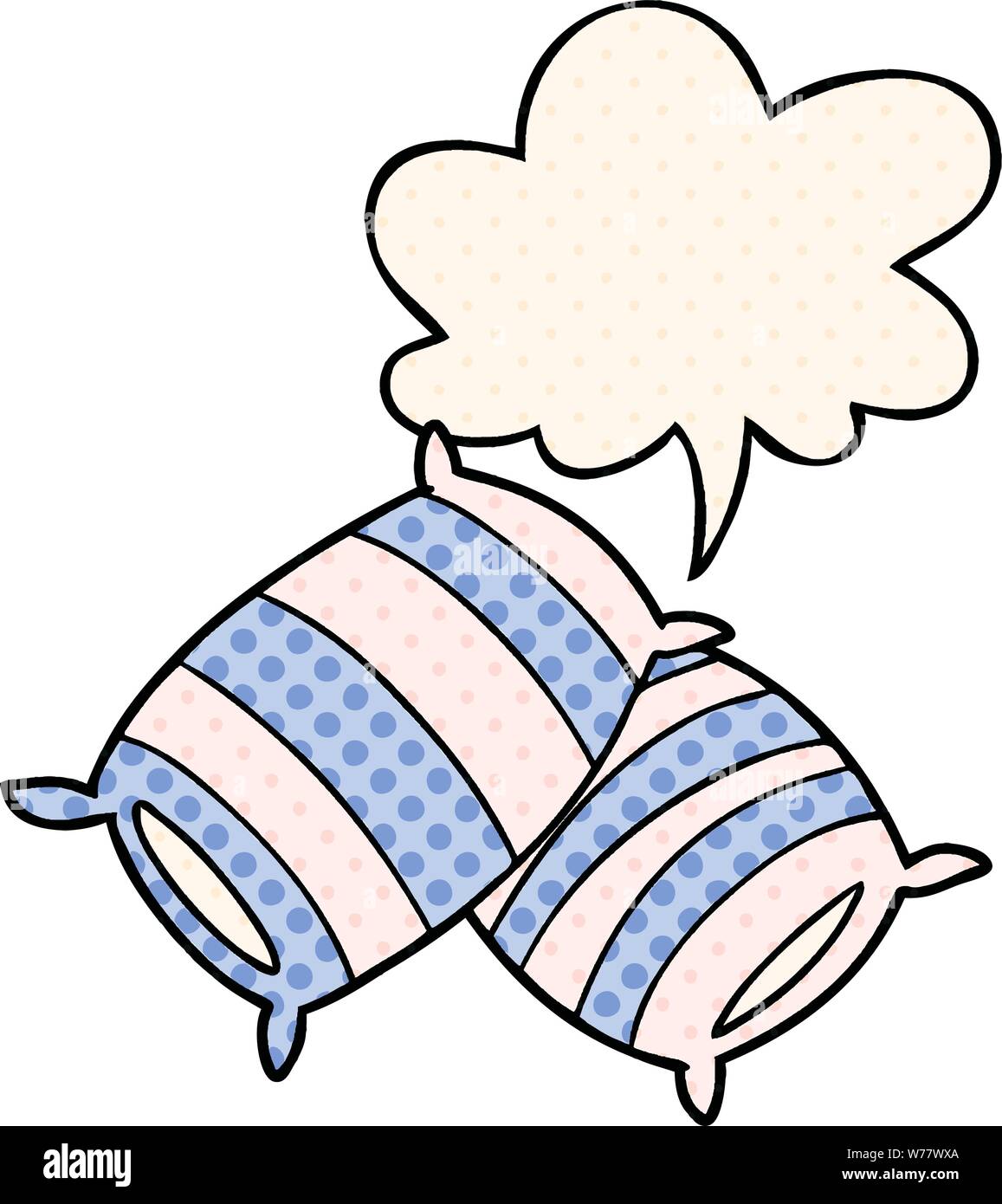 cartoon pillows with speech bubble in comic book style Stock Vector ...