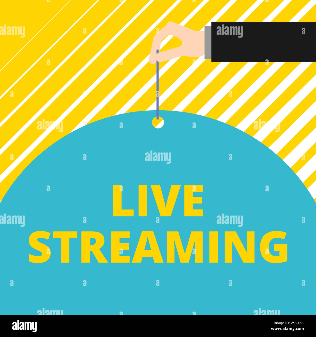 Text sign showing Live Streaming. Business photo showcasing Transmit ...