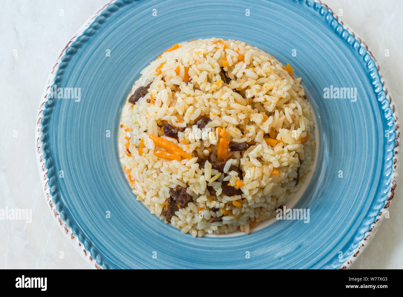 Uzbek Pilaf Rice with Meat, Carrot and Onion / Pilav. Traditional Food ...
