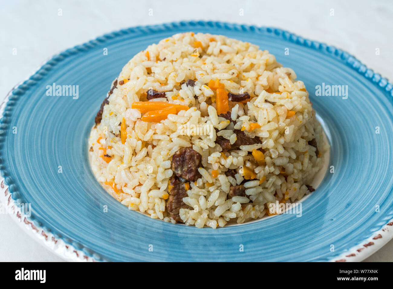 Uzbek Pilaf Rice with Meat, Carrot and Onion / Pilav. Traditional Food ...
