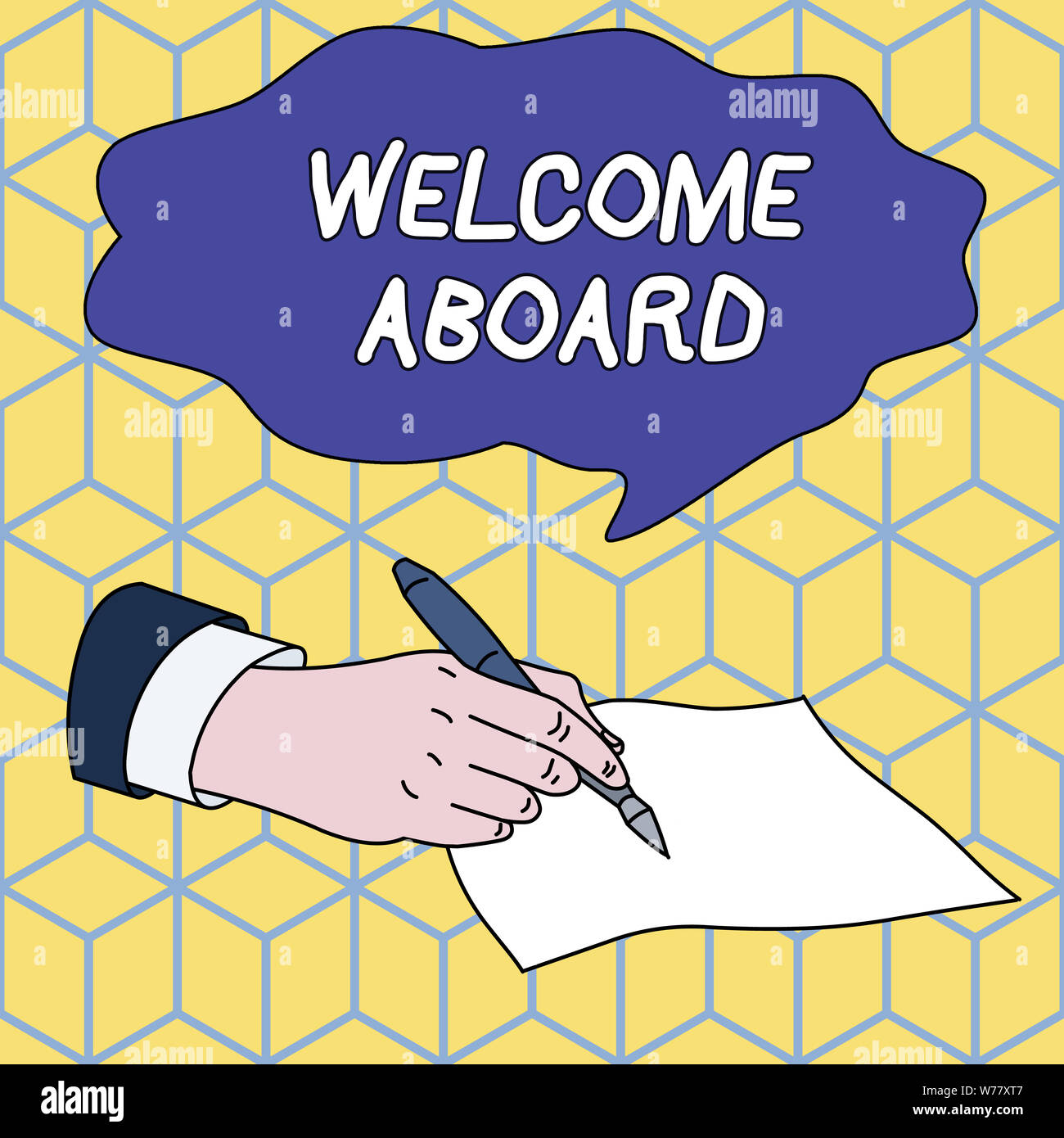 Text sign showing Welcome Aboard. Business photo showcasing Expression ...