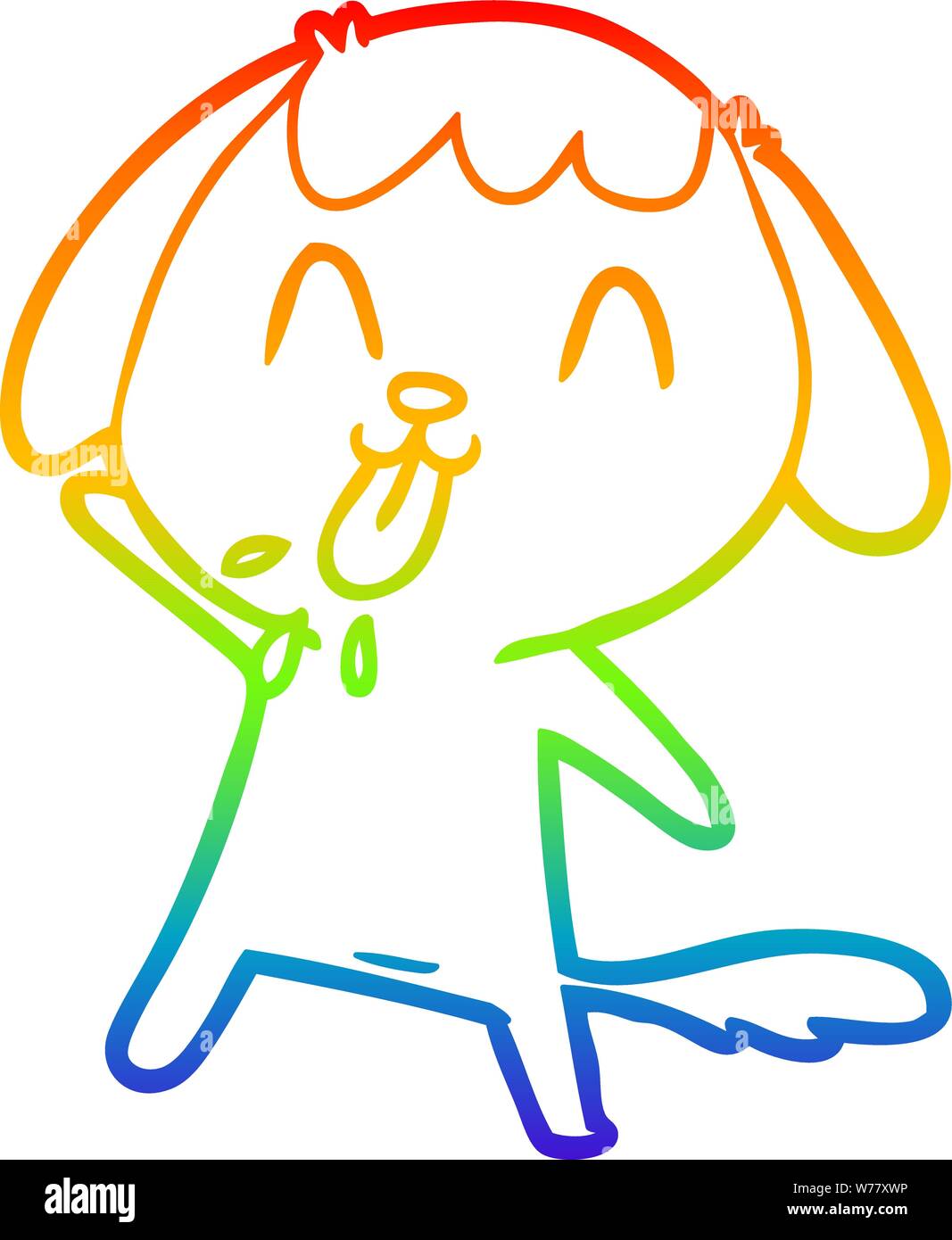 rainbow gradient line drawing of a cute cartoon dog Stock Vector Image ...