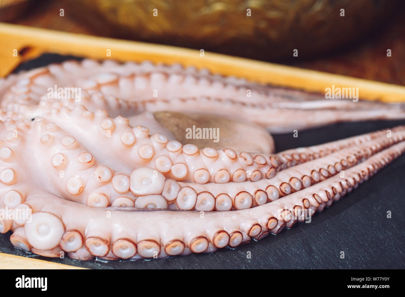 Octopus. Seafood in the restaurant. Octopus is prepared in the ...