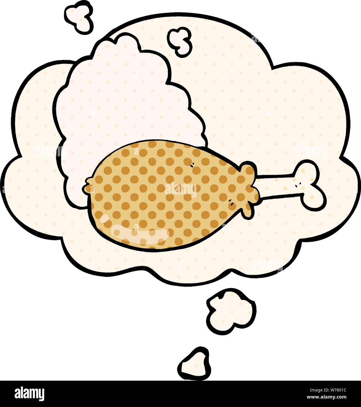 cartoon chicken leg with thought bubble in comic book style Stock ...