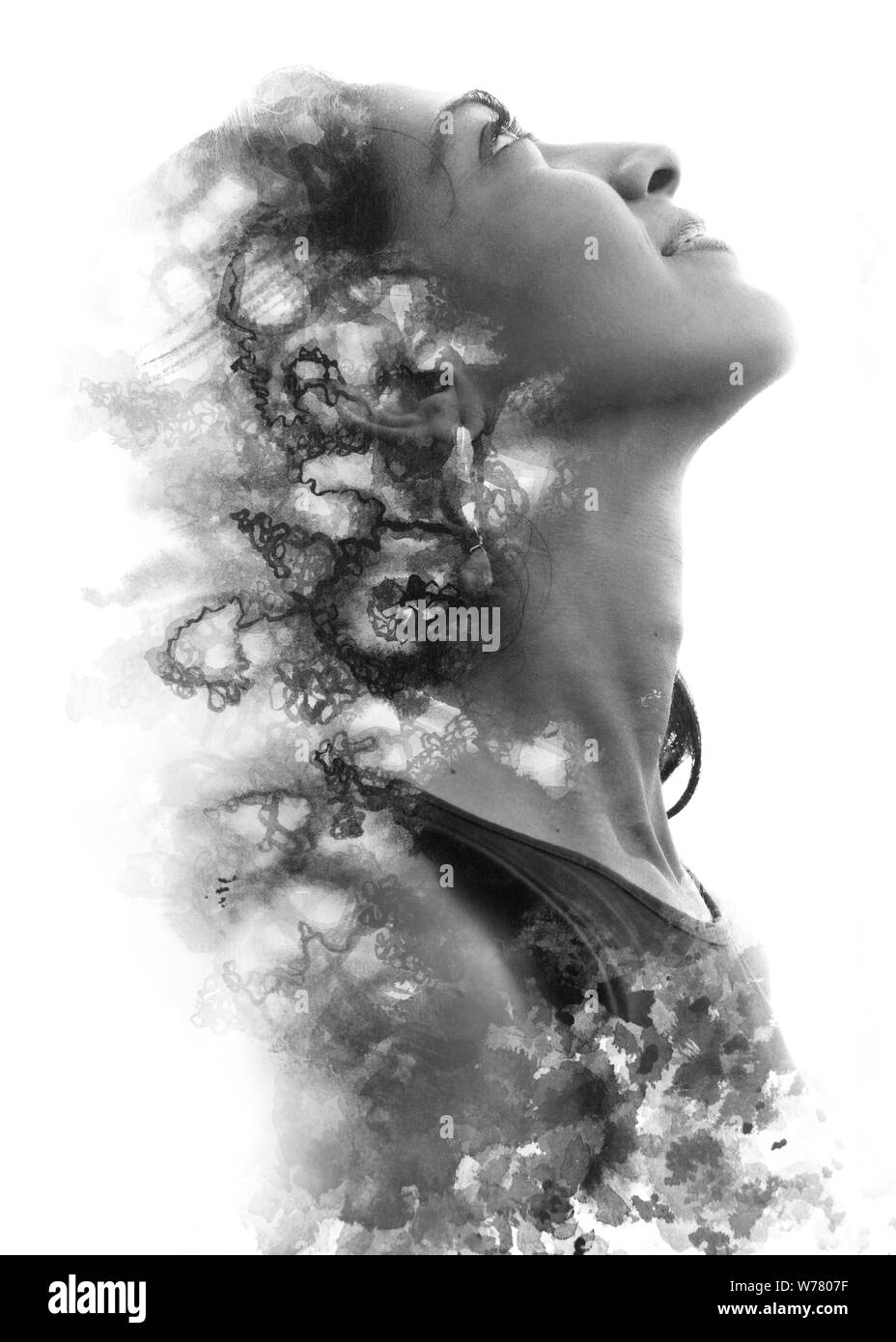 Portrait photography blends in with original artwork Stock Photo - Alamy