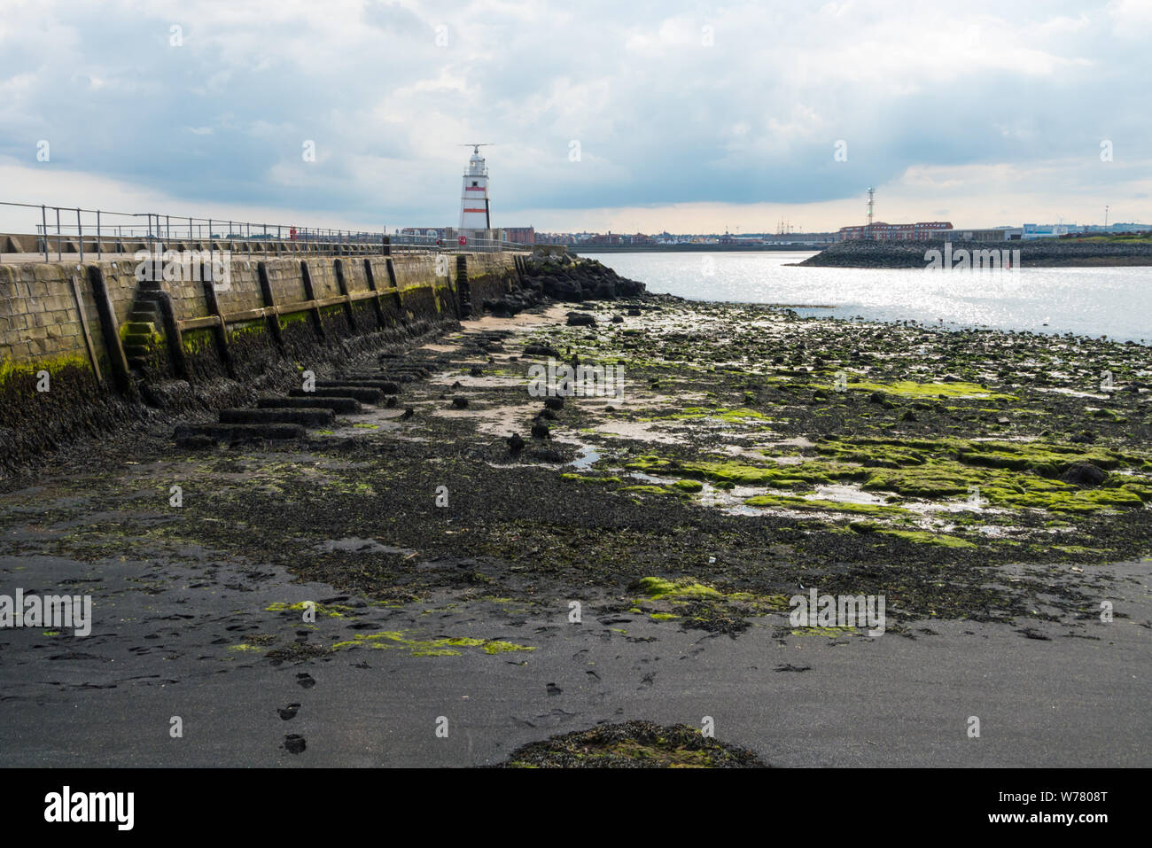 Hartlepool Pilots Pier and Lighthouse Viewed from the Beach Stock Photo ...