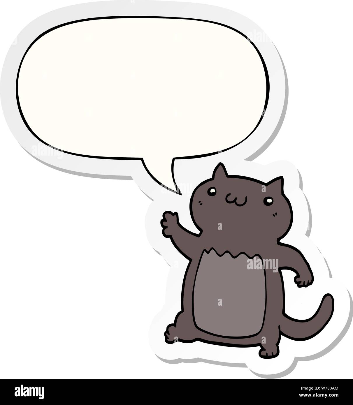 cartoon cat with speech bubble sticker Stock Vector Image & Art - Alamy