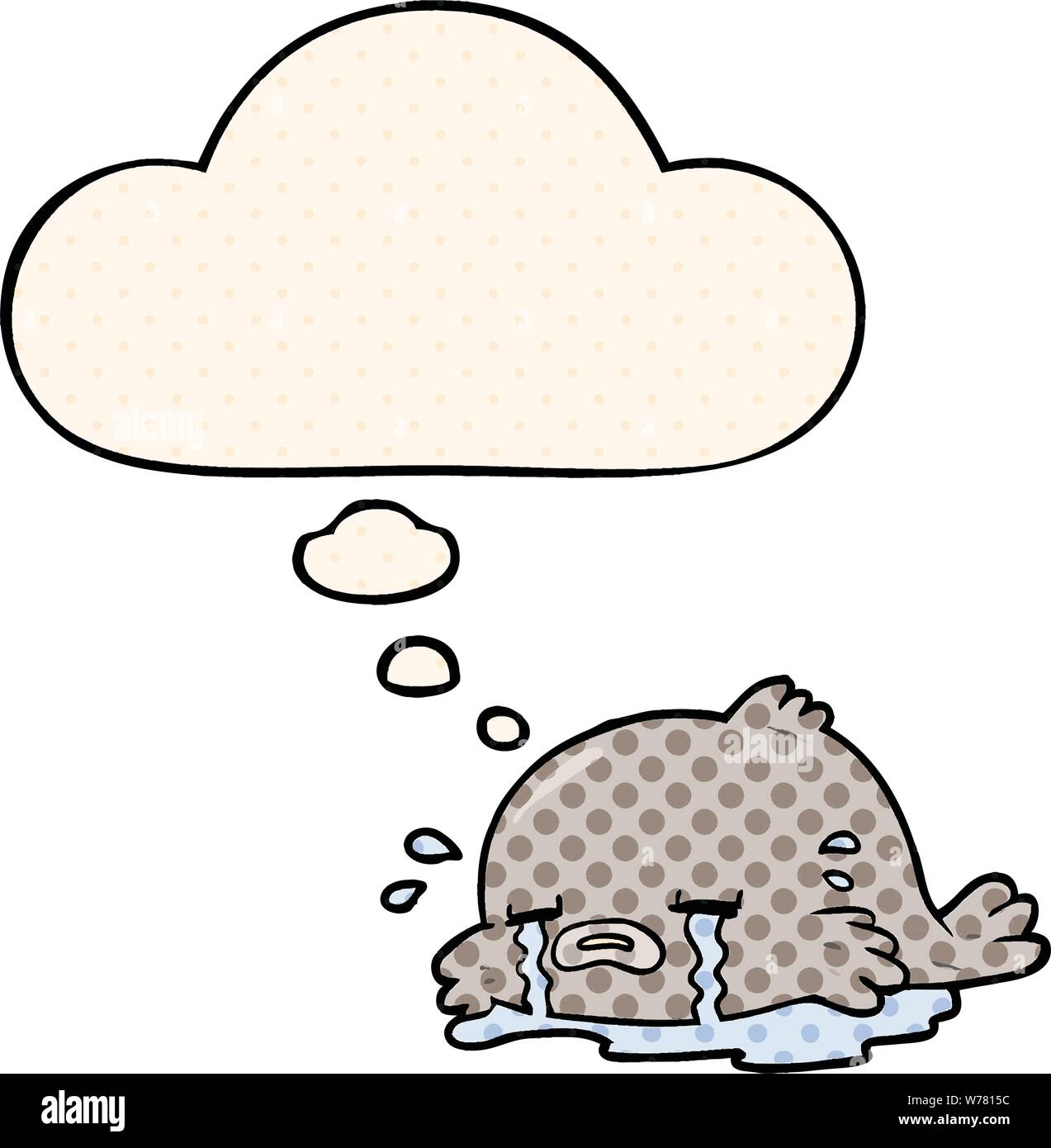 cartoon crying fish with thought bubble in comic book style Stock ...