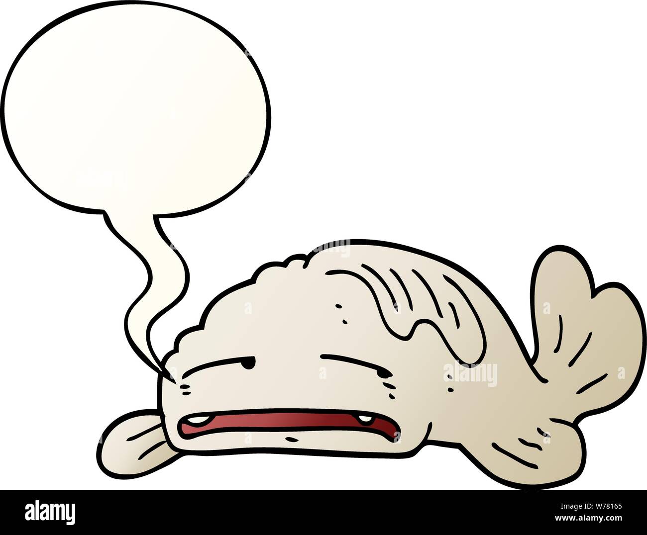 cartoon sad old fish with speech bubble in smooth gradient style Stock ...