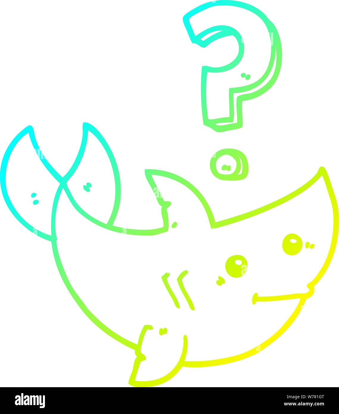 cold gradient line drawing of a cartoon shark asking question Stock ...