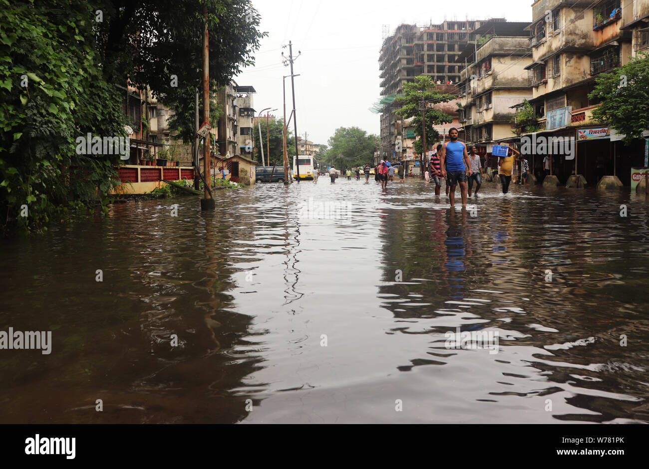 Badlapur Residential Area Under Flood Water Stock Photo - Alamy