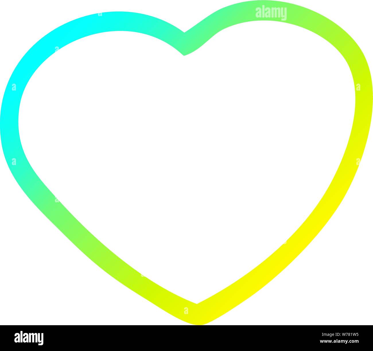 cold gradient line drawing of a cartoon love heart Stock Vector Image ...