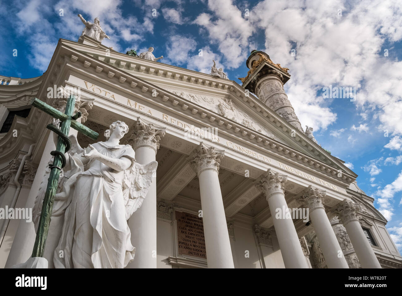 Close up architectural detail of Karlskirche (St Charles Church), an ...