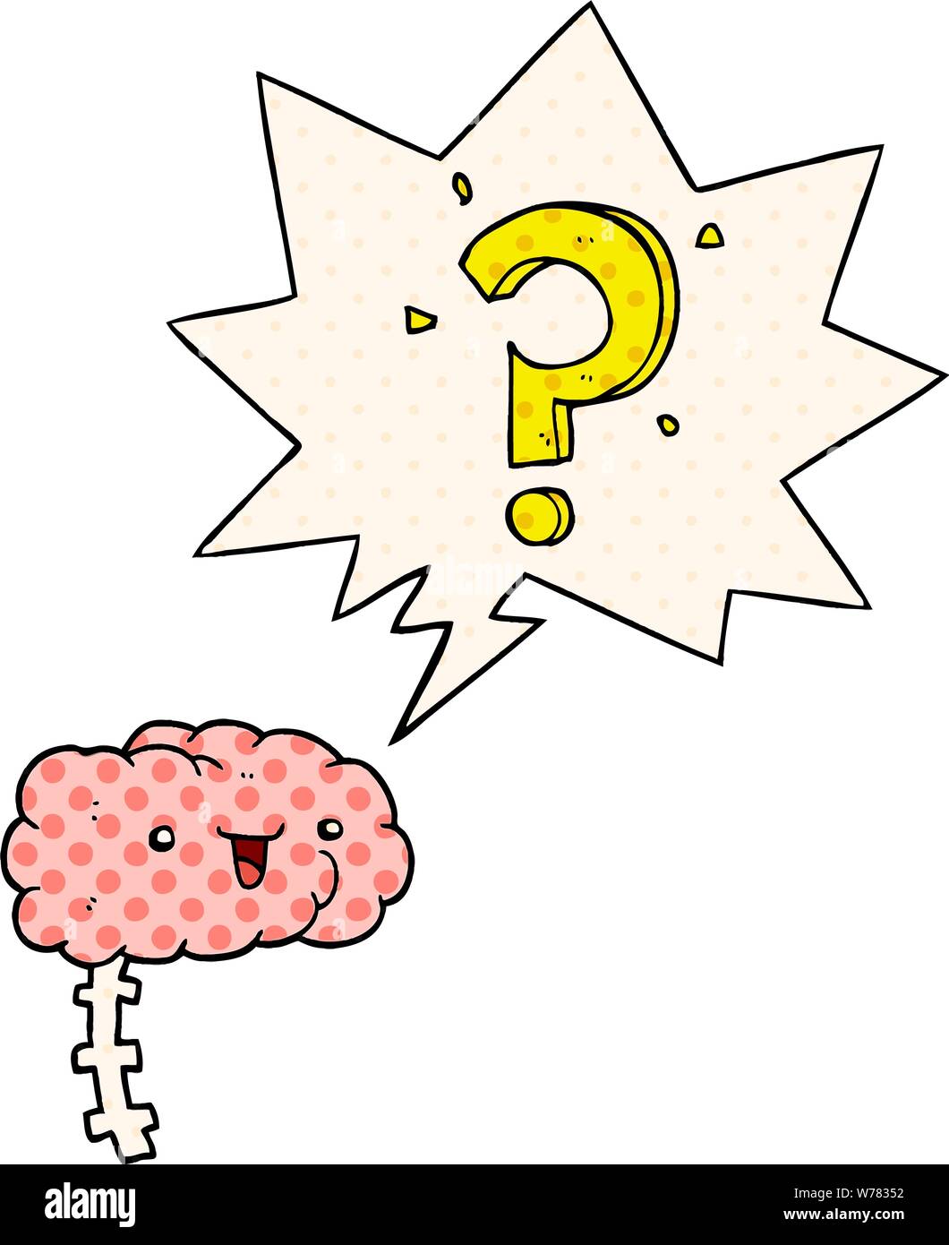 cartoon curious brain with speech bubble in comic book style Stock ...