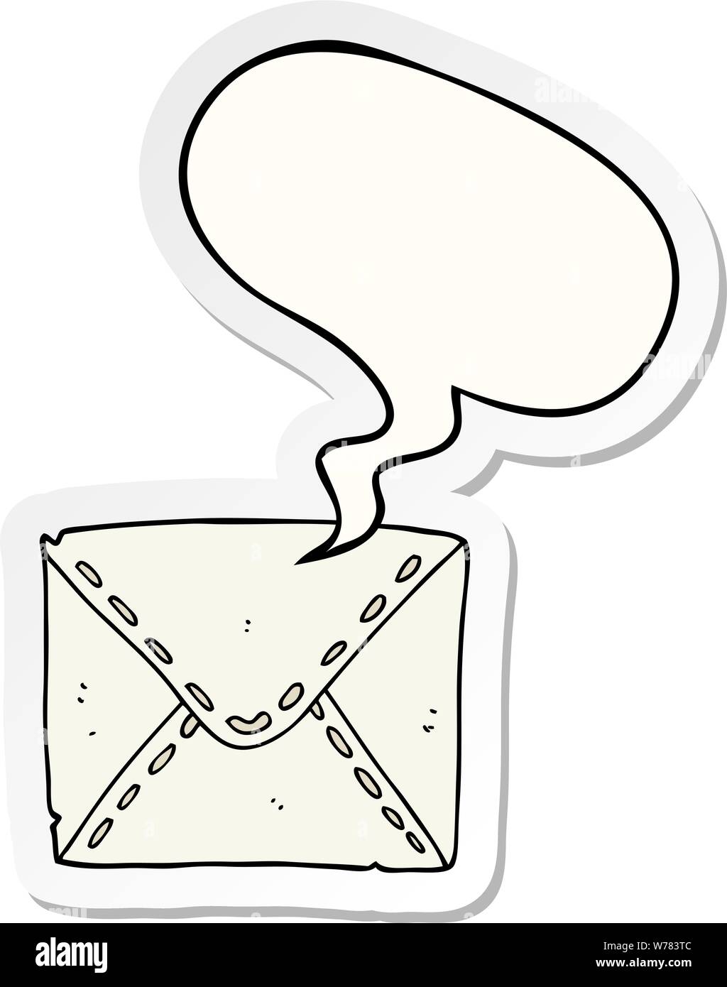 cartoon letter with speech bubble sticker Stock Vector Image & Art - Alamy