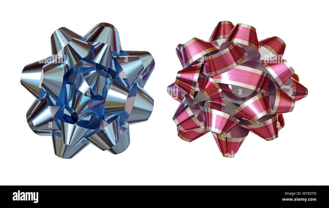blue and pink bows isolated on white background Stock Photo - Alamy
